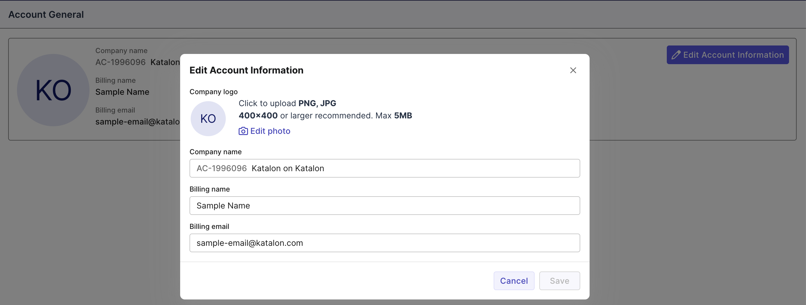 Account General Setting | Katalon Docs