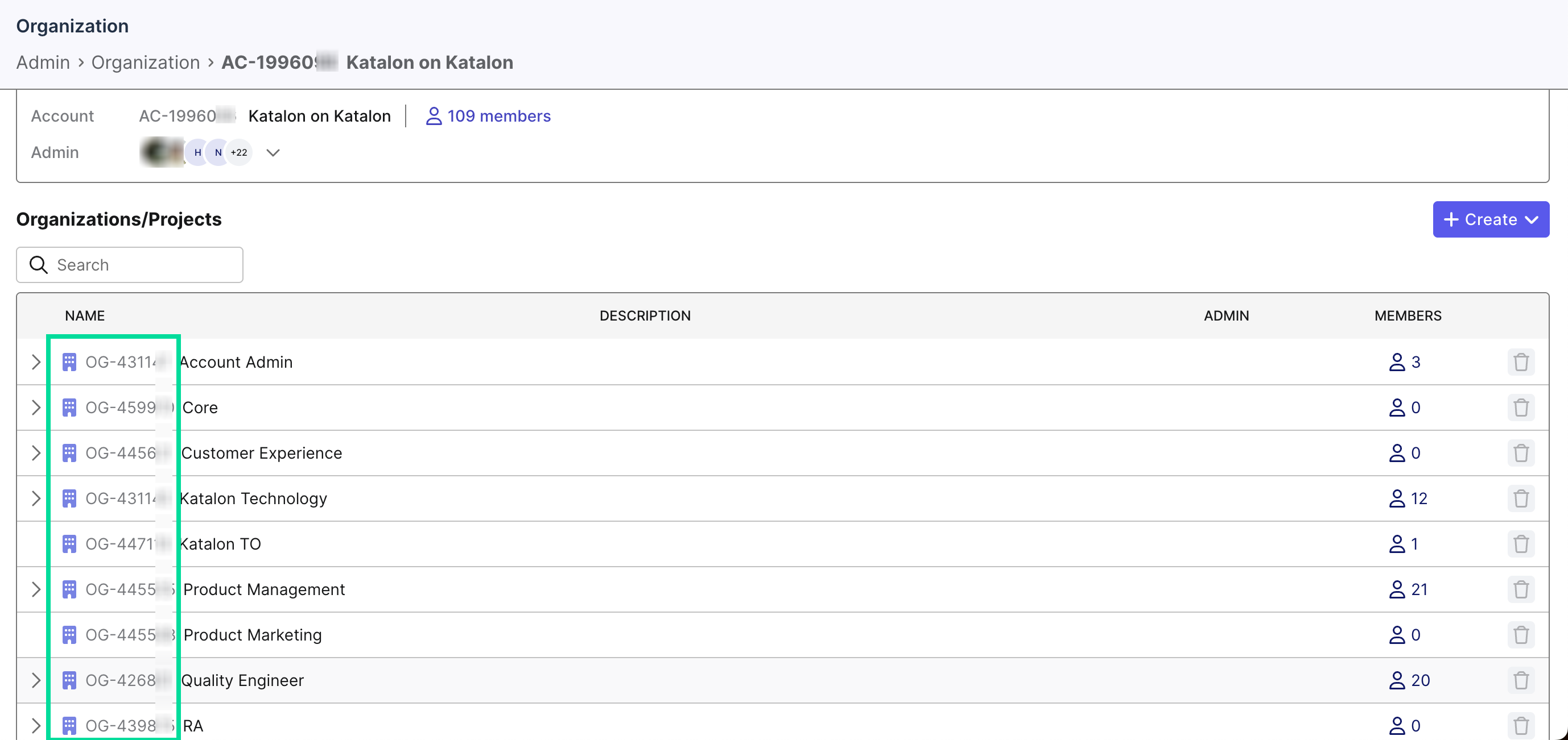 View Organization IDs | Katalon Docs