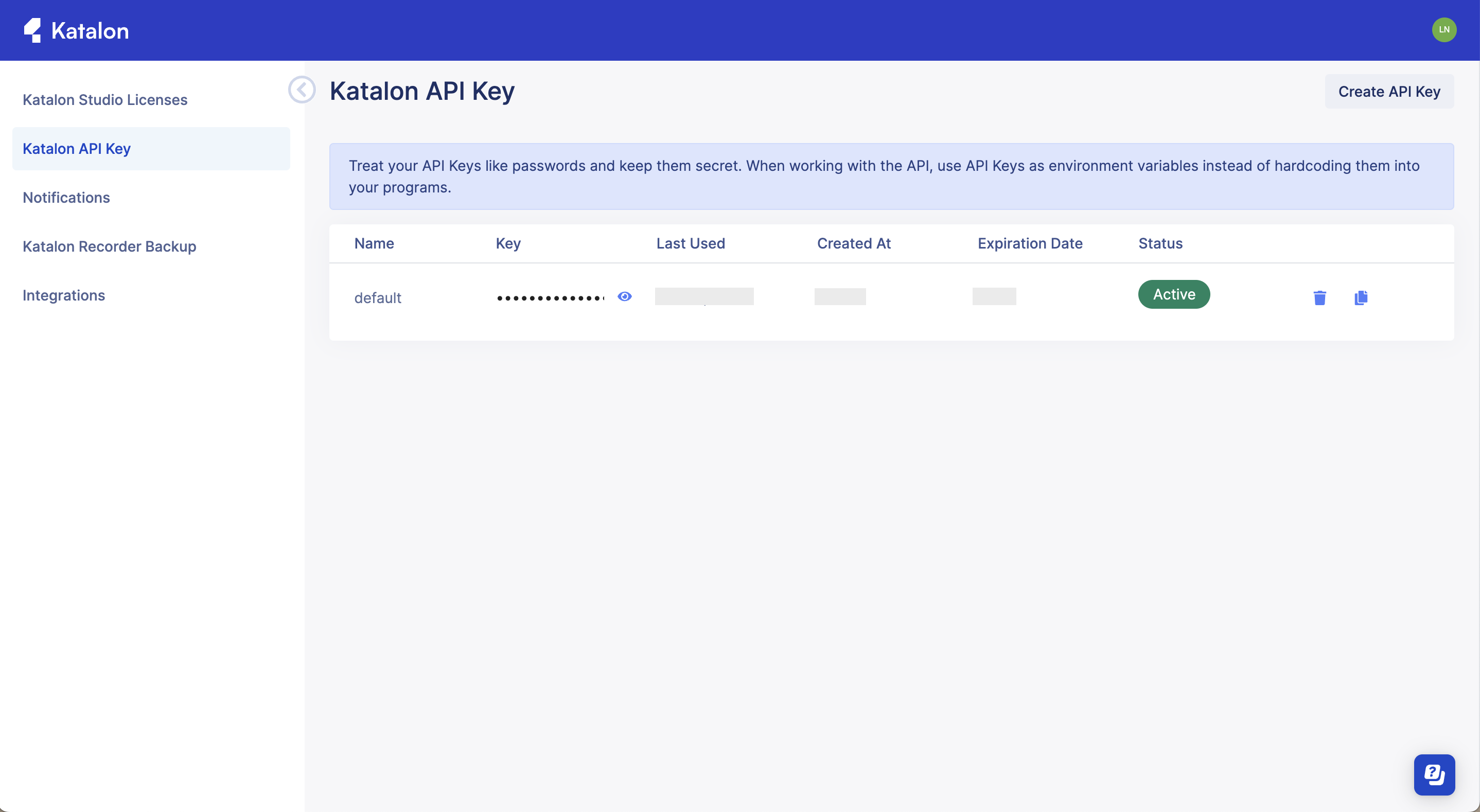 Katalon API Key in Katalon TestOps | Katalon Docs